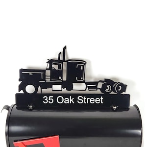 Semi Truck Personalized Metal Mailbox Topper 17 Inches Wide - Does Not ...