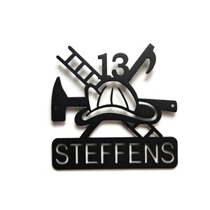 Fireman's Crest Fire Department Helmet Hatchet and Ladder Custom Metal ...