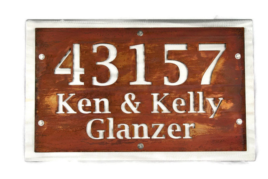 Metal House Address Number Street Name Sign 12x18 up to 20x25 Rusted ...