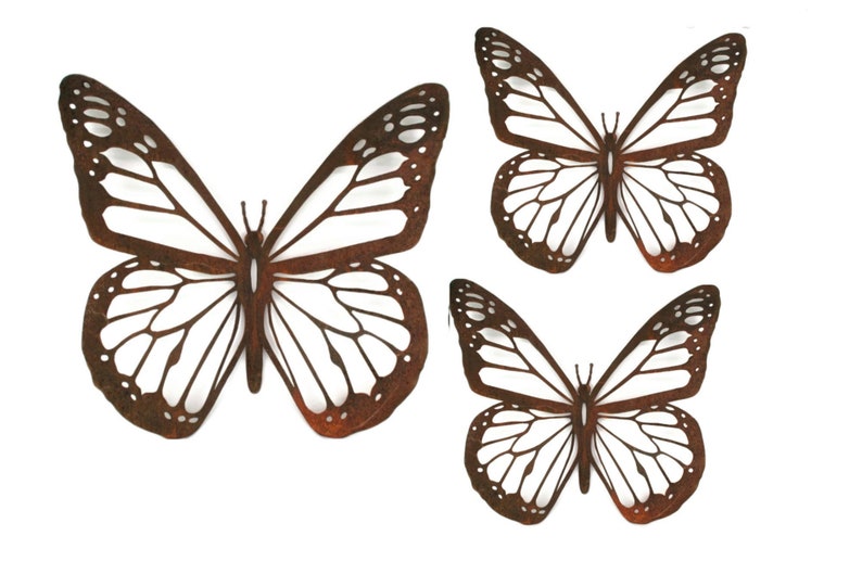Monarch Butterfly Metal Garden Art 10 to 36" Purchase as Sets - Etsy