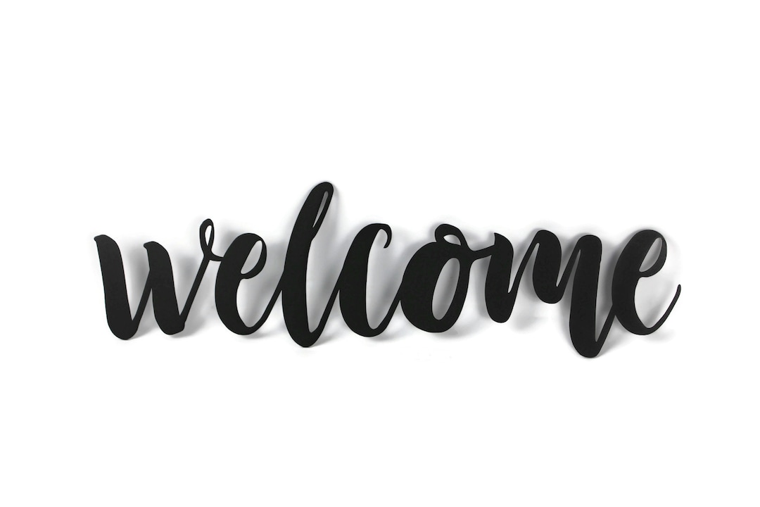 Welcome Metal Script Word Sign 17 to 21 Inches Wide - Etsy