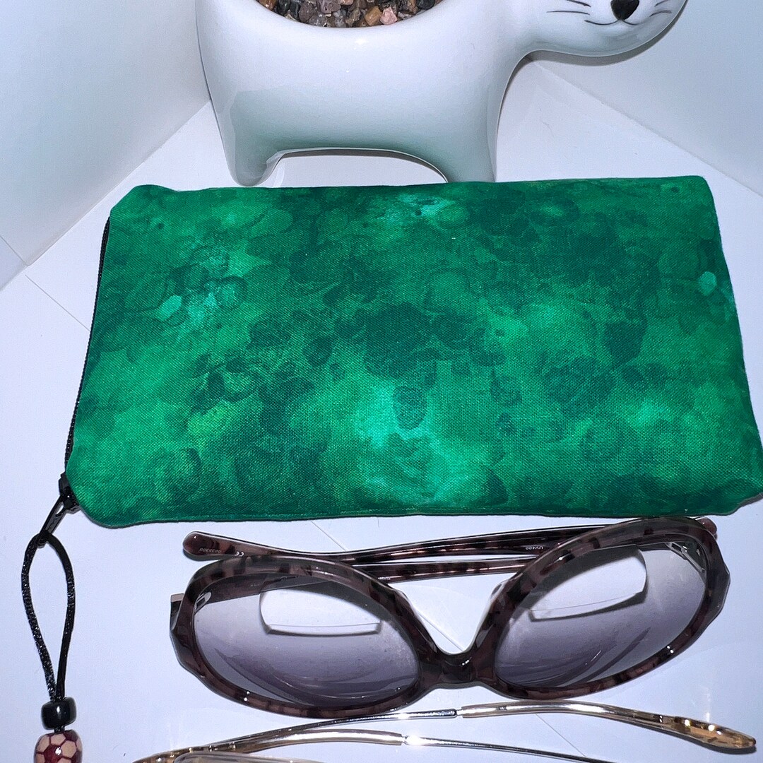 Emerald Green Double Pocket Eyeglass Case, Double Eyeglasses Case ...