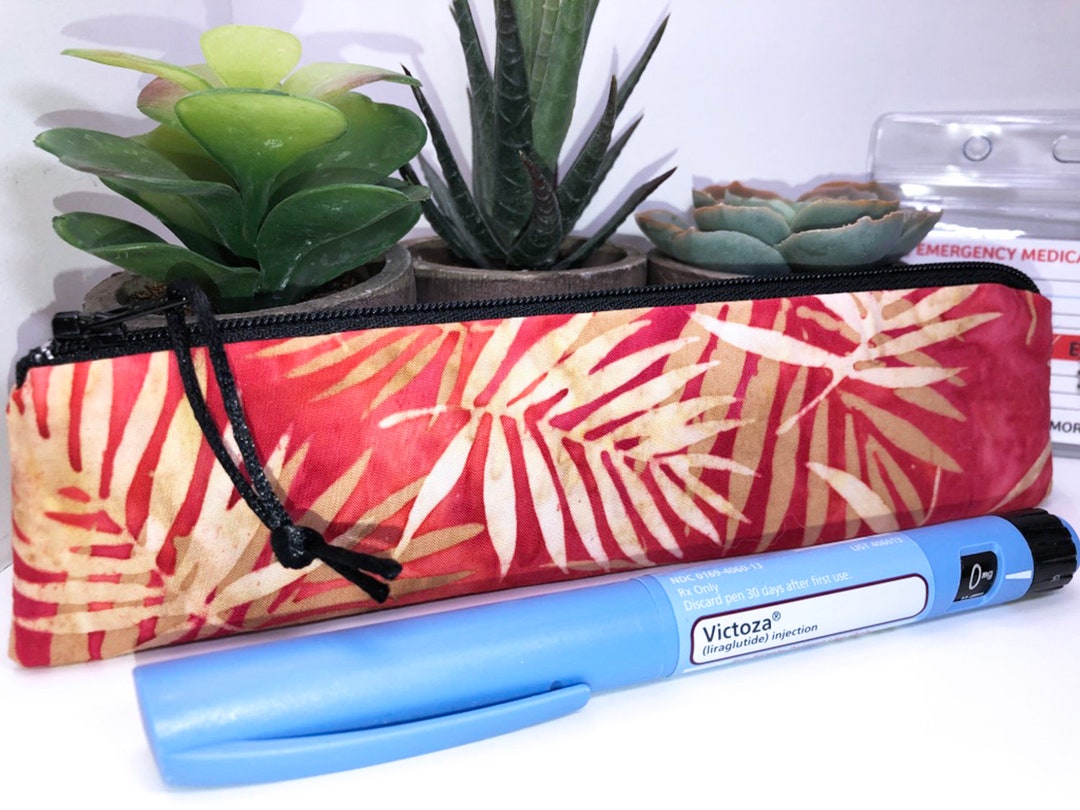 Palm Fronds Insulated Auto Injector Holder, Diabetes Supply Bag, Slim 2 ...