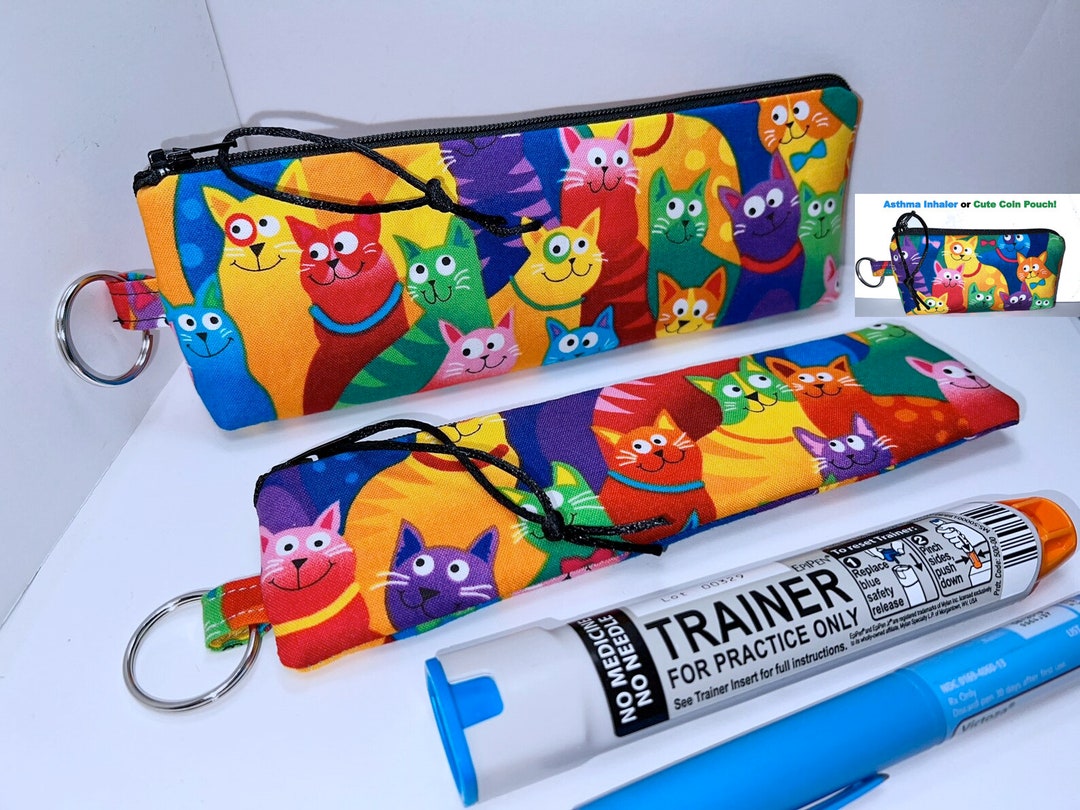 WOOT - Happy Cats Insulated Pouch Two Sizes, 8" X 3" Holds 2 Epipens, 8 ...