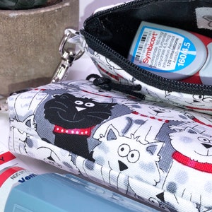 COOL CATS Asthma Inhaler Pouch, FREE Medical Alert Card, Slim Zipper ...