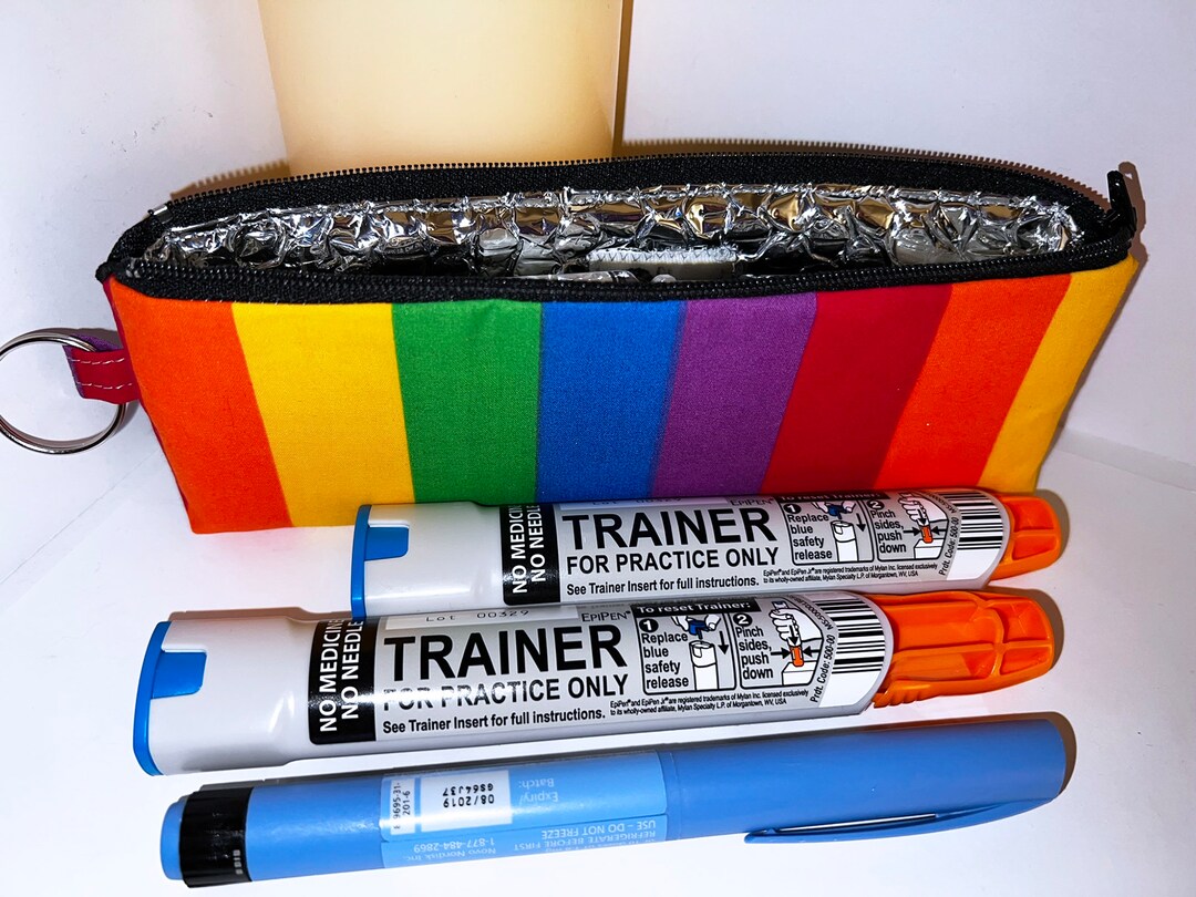 Rainbow Epipen Case, 8" X 3" Insulated Diabetic Pouch, Epi Pen Holder ...