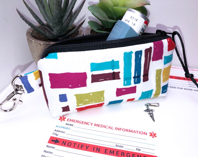 Asthma Inhaler Pouch FREE Medical Alert Card Caduceus Charm - Etsy