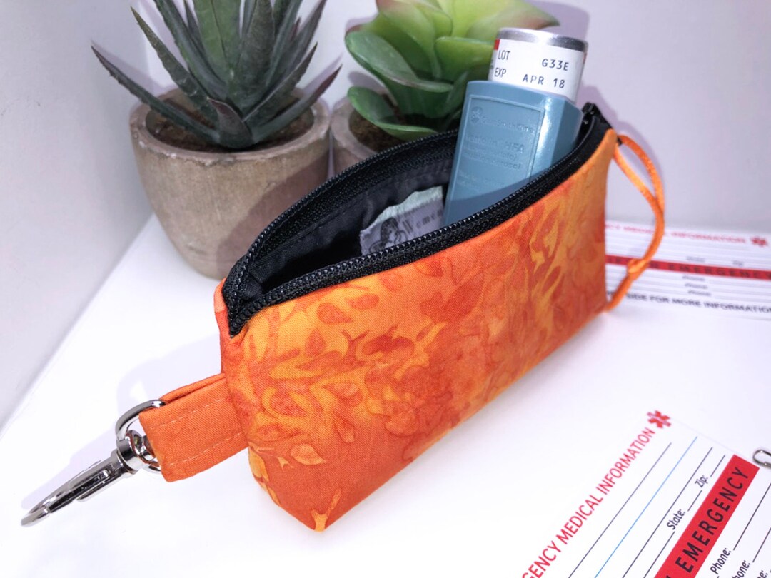 Bright Orange Inhaler Pouch, Clip-on Inhaler Case, Inhaler Holder, FREE ...