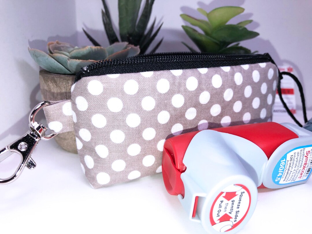 Gray Dot Inhaler Pouch, Clip-on ASTHMA Case, Inhaler Holder, Slim ...