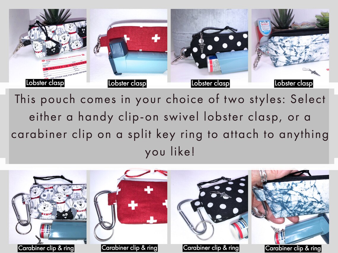 Asthma Inhaler Pouch FREE Medical Alert Card Caduceus Charm | Etsy