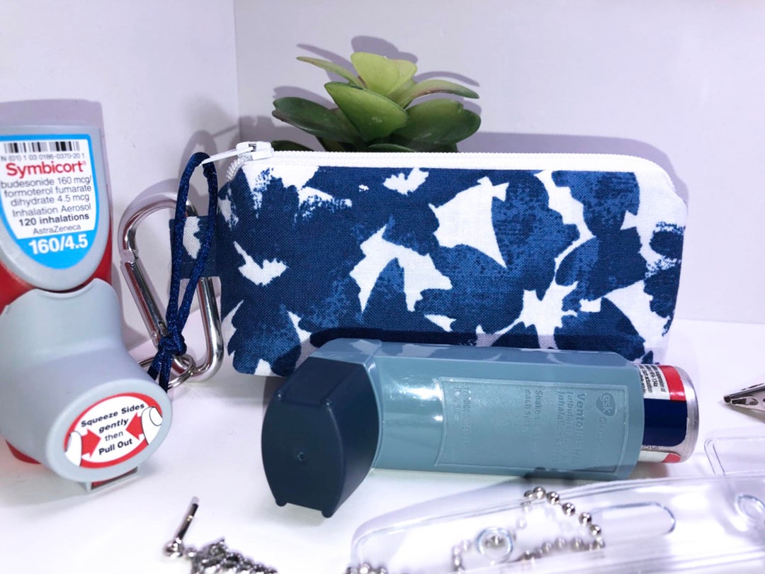 Blue Asthma Inhaler Carrier, Inhaler Pouch, Clip-on ASTHMA Case, Slim ...