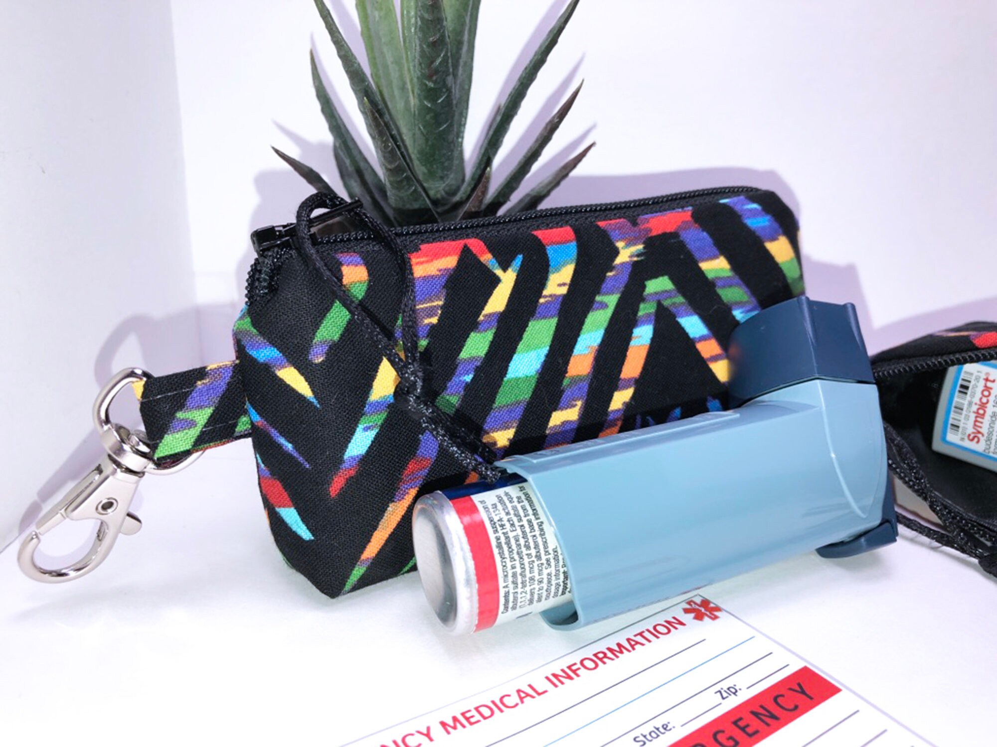 Asthma Inhaler Pouch, FREE Medical Alert Card, Caduceus Charm - Etsy