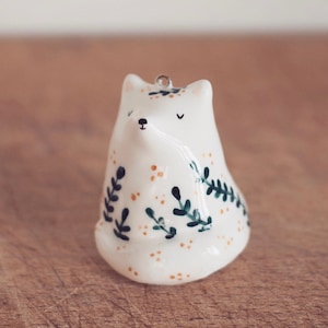 Arctic Fox Charm - Polymer Clay Figurine Animal Pendant Necklace Totem ...
