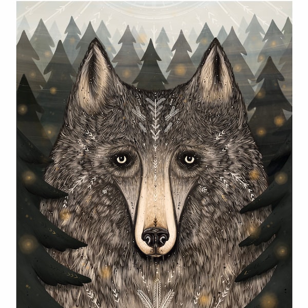 Wolf Illustration - Etsy