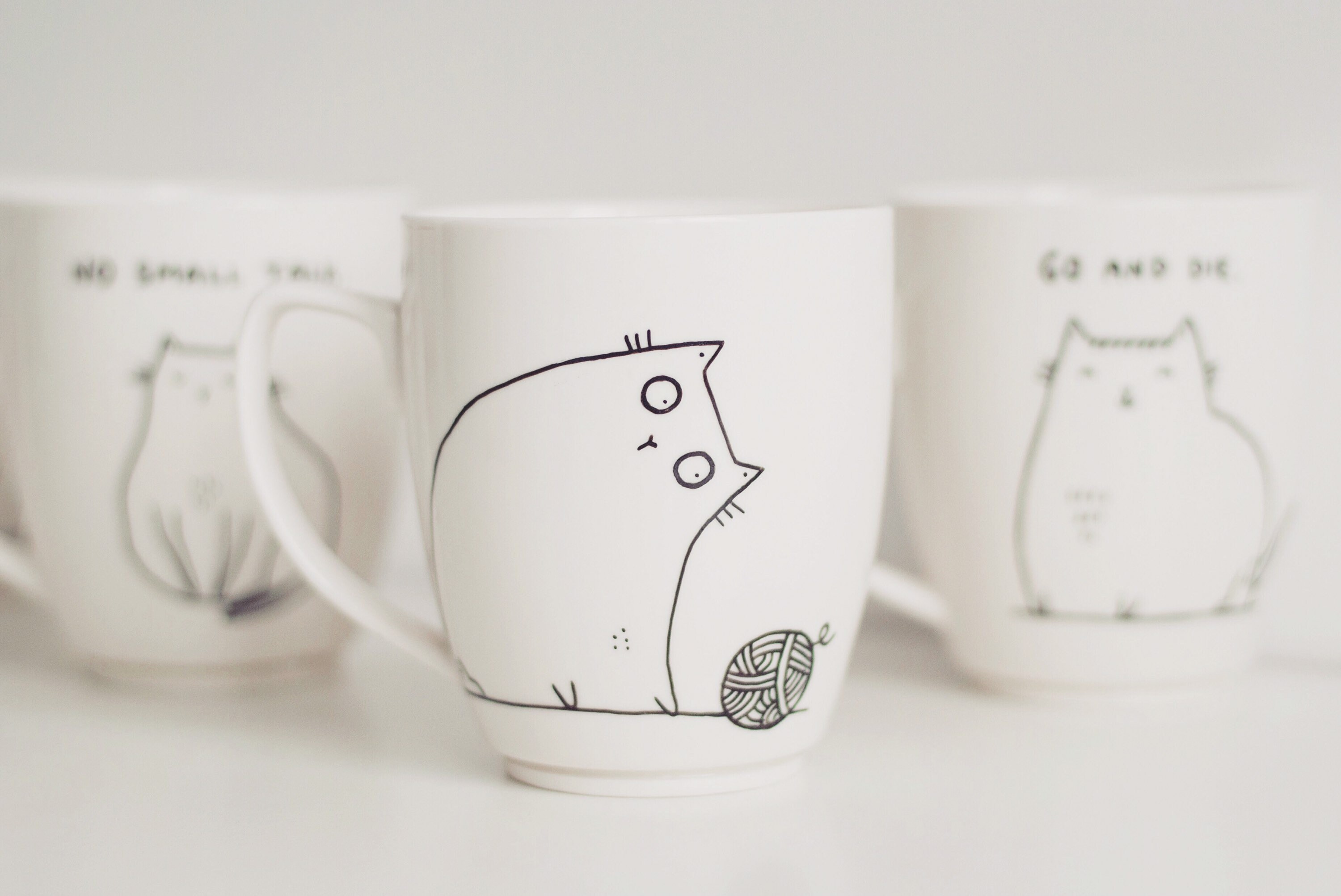 Clumsy Cat Mug Hand Painted Quirky Cat Cup With Cat Dish - Etsy