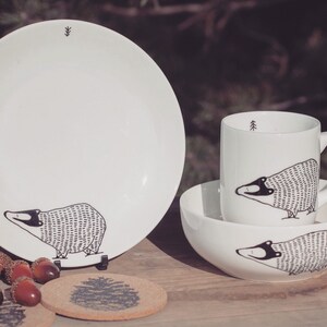 Badger Dessert Plate - Hand-painted Ceramic Dish, Porcelain Side Plate ...