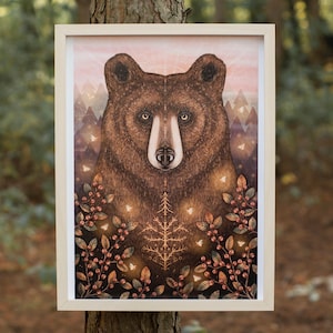 Bear Print - Wall Art Poster Woodland Bears Bee Bees Home Decor ...