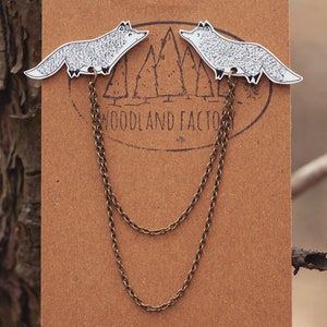 Fox Collar Clip Chain - 2 Foxes - a Handmade Collar Pin With Animal ...