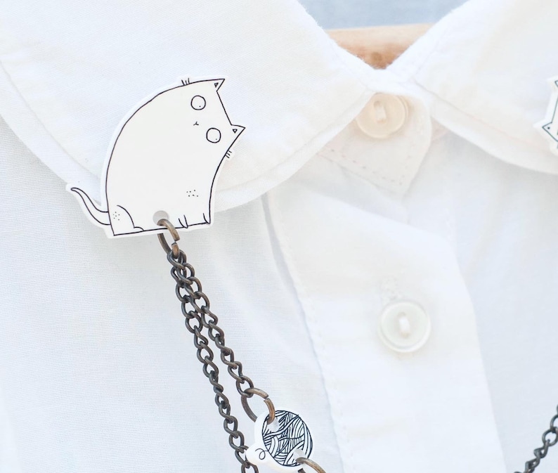 Clumsy Cat Collar Clip Chain a Handmade Collar Pins Cats - Etsy