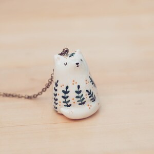 Arctic Fox Charm - Polymer Clay Figurine Animal Pendant Necklace Totem ...