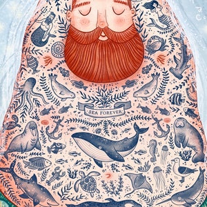 Sea Lover - Merman Print - Home Decor, Beach House Mermaid Artwork ...