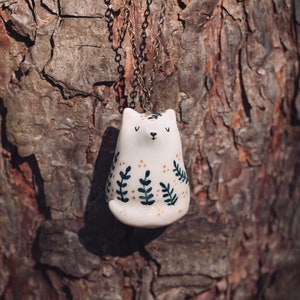 Arctic Fox Charm - Polymer Clay Figurine Animal Pendant Necklace Totem ...