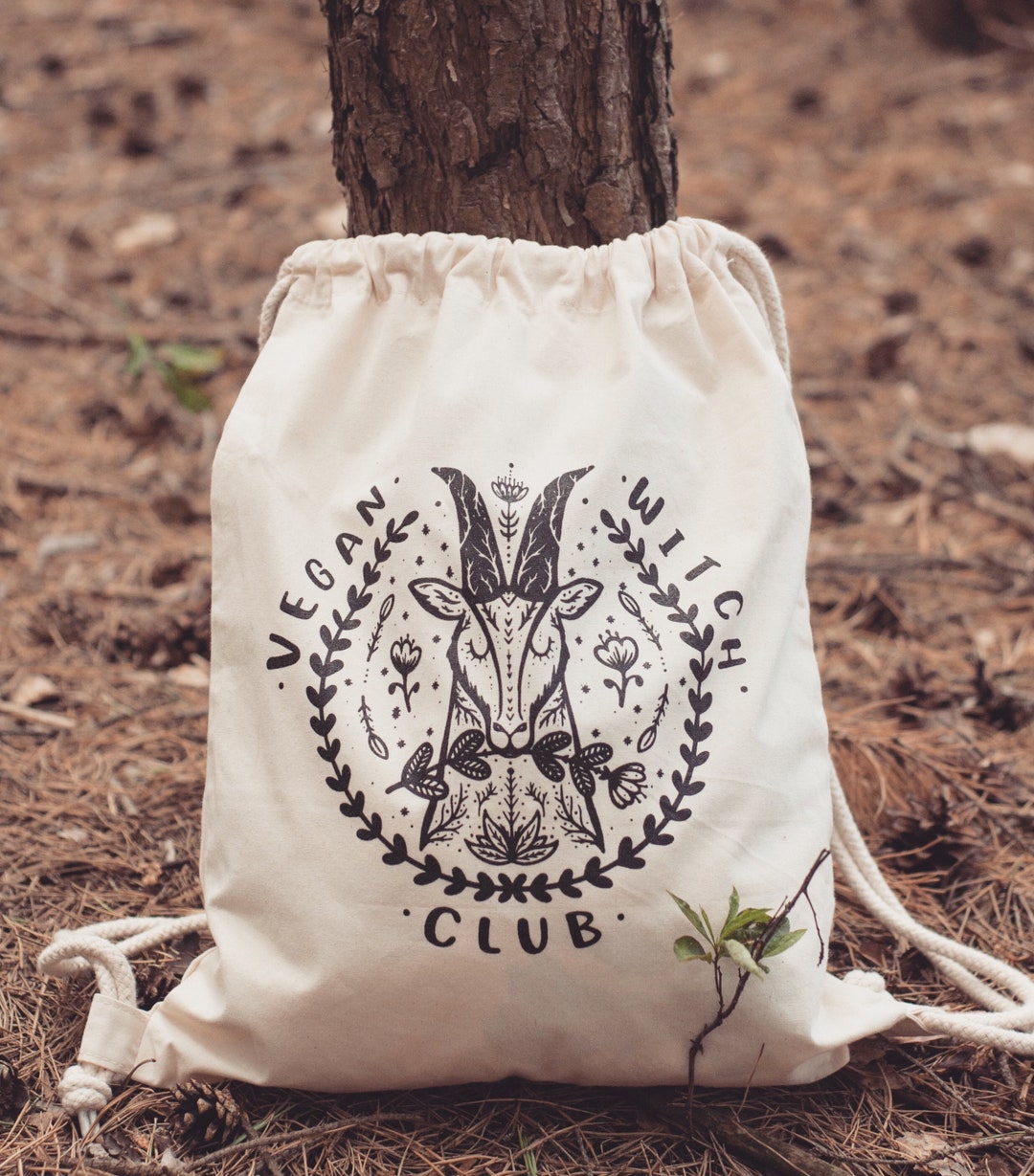 Vegan Witch Club - Organic Drawstring Backpack, Animal Rights Gymsack ...
