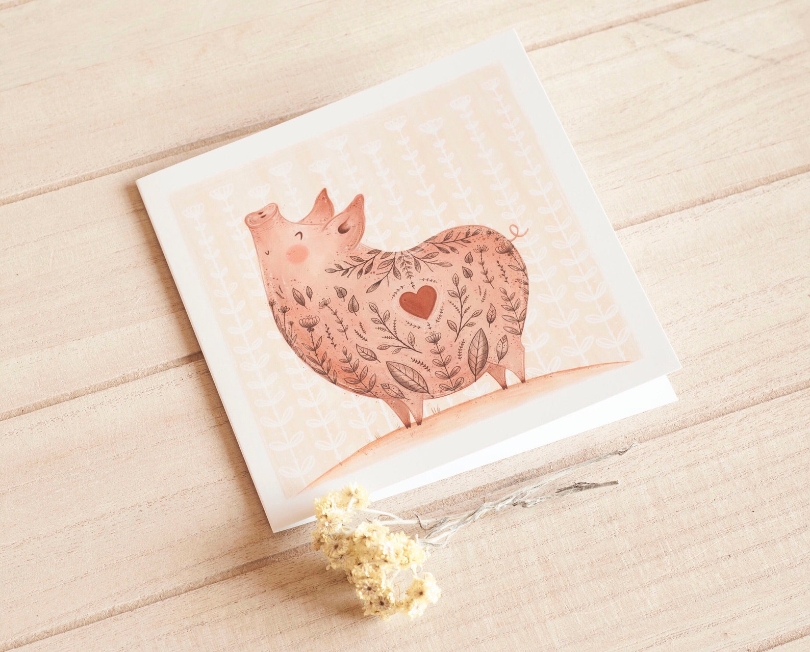 Pig Gift Card - Greeting Birthday Card, Animal Lover Gift Card, Vegan ...