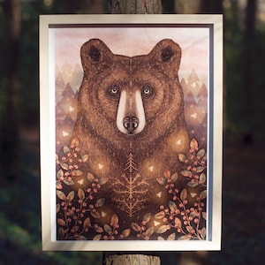 Bear Print - Wall Art Poster Woodland Bears Bee Bees Home Decor ...