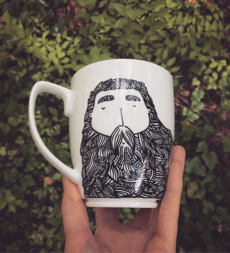 Beard Mug Hand Painted Cup Quirky Bearded Man Beardy - Etsy