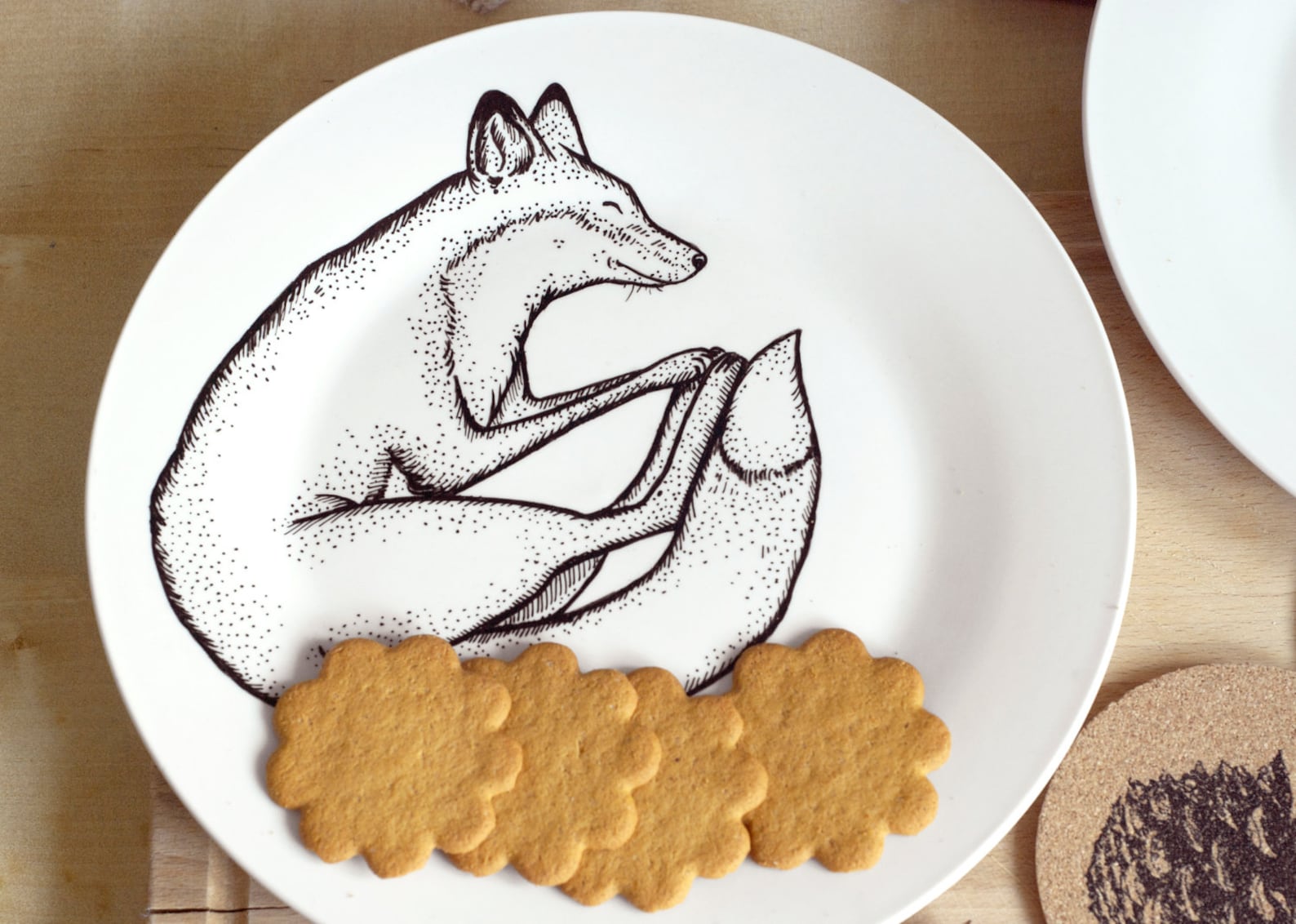 Sleeping Fox Plate Decorative Hand Painted Illustrated - Etsy