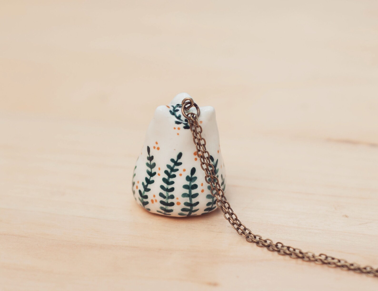 Arctic Fox Charm - Polymer Clay Figurine Animal Pendant Necklace Totem ...