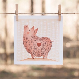 Pig Gift Card - Greeting Birthday Card, Animal Gift Card, Piglet, Piggy ...