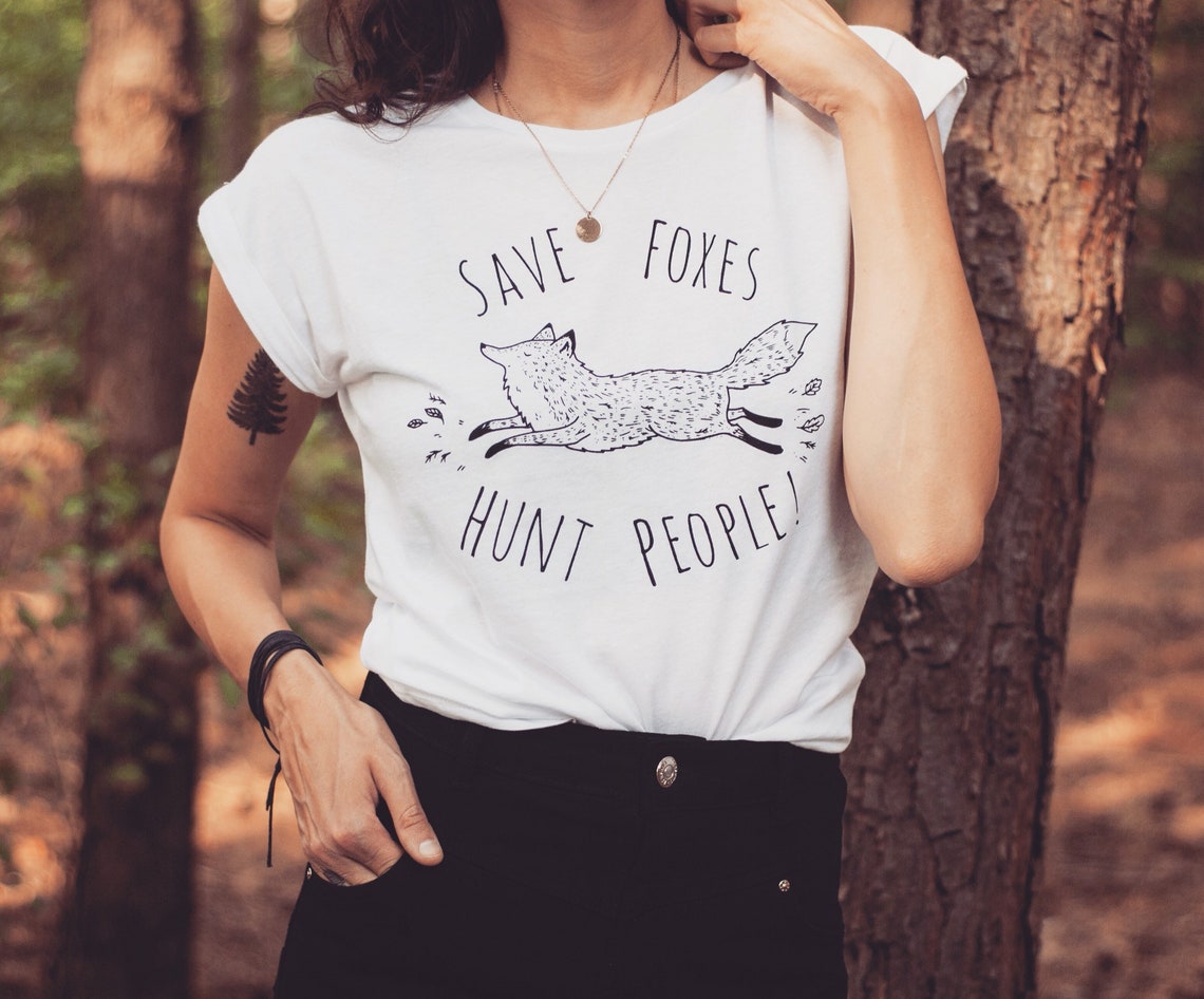 Fox T-shirt Save Foxes Hunt People unisex tshirt DIFFERENT | Etsy