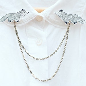 Fox Collar Clip Chain - 2 Foxes - a Handmade Collar Pin With Animal ...