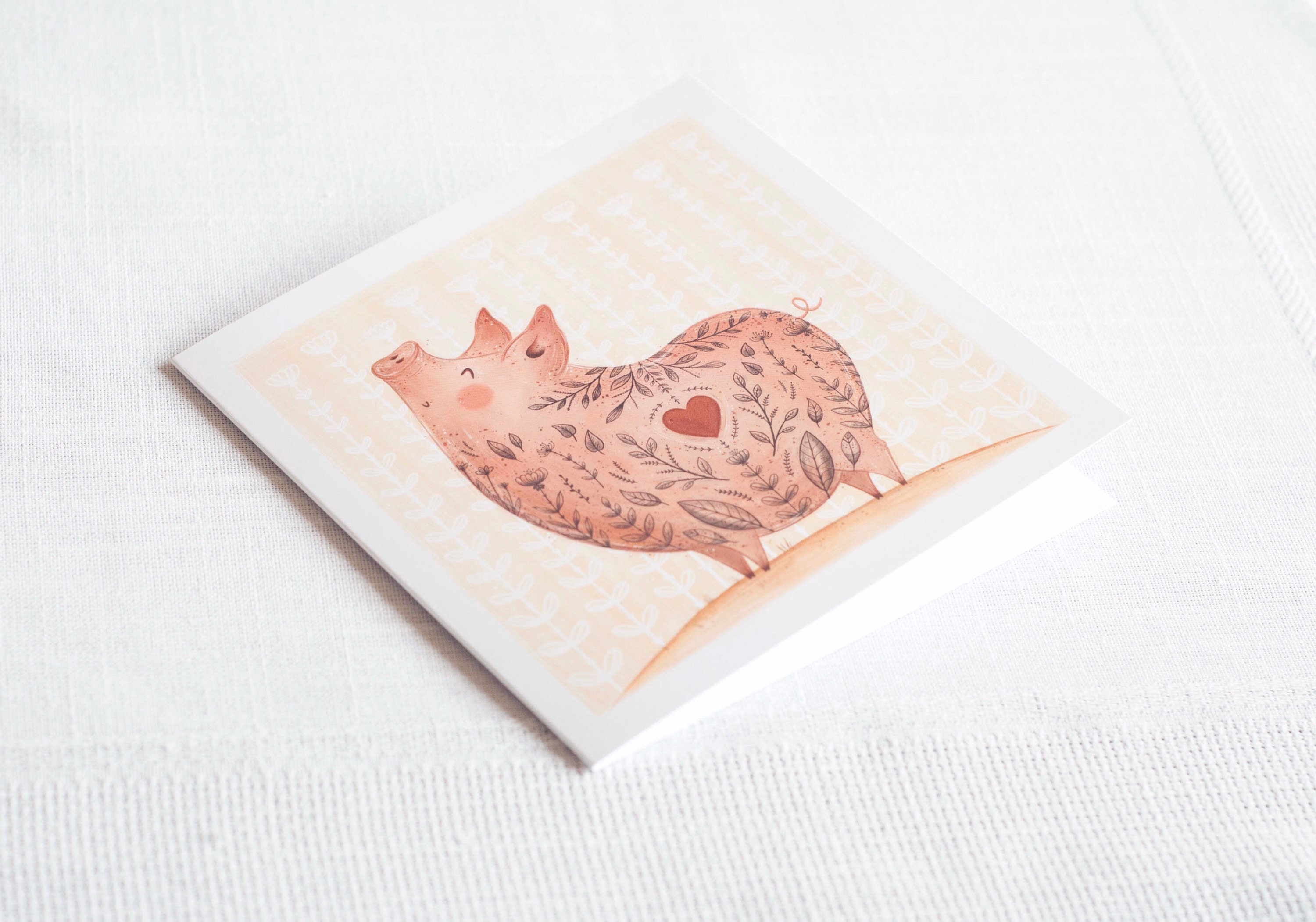 Pig Gift Card - Greeting Birthday Card, Animal Lover Gift Card, Vegan ...