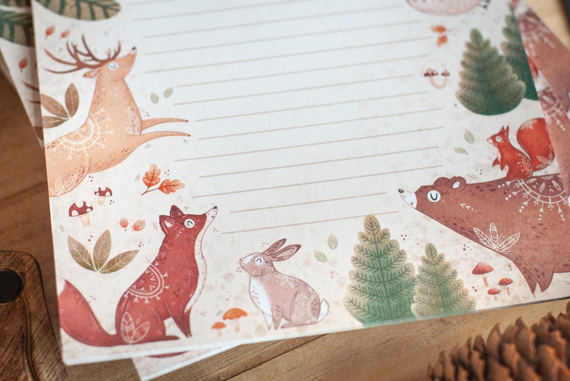 Woodland Animal Notepad A5 - Glued Notepad, Woodland Sheets With Lines ...
