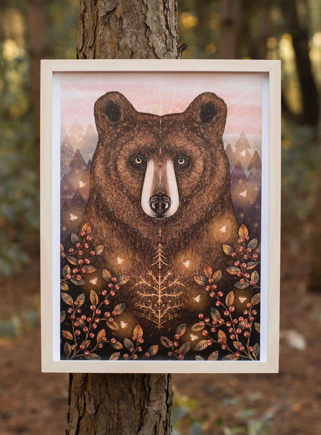 Bear Print - Wall Art Poster Woodland Bears Bee Bees Home Decor ...