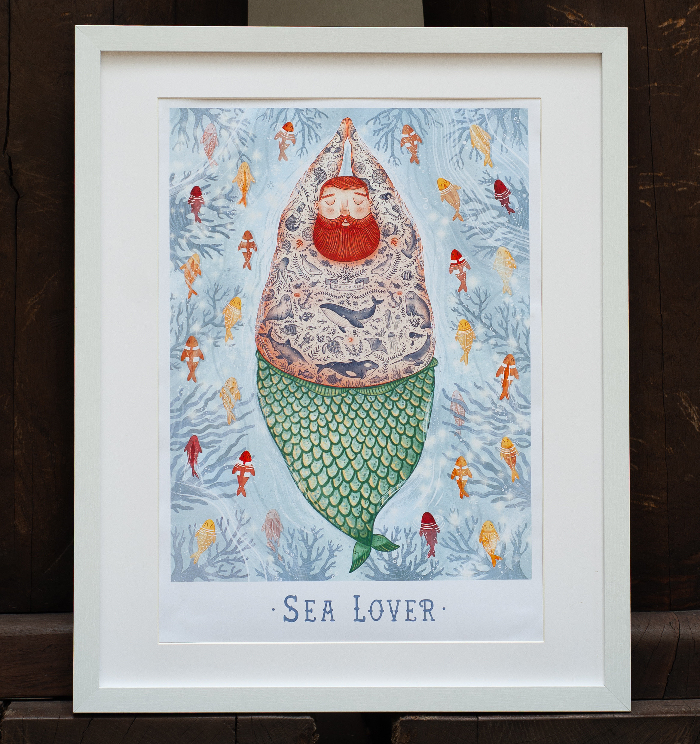 Sea Lover - Merman Print - Home Decor, Beach House Mermaid Artwork ...