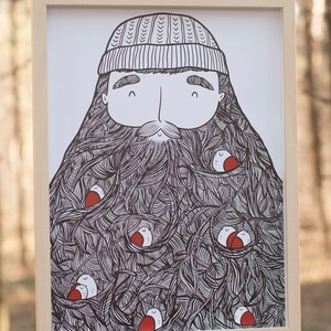 Beard & Birds Print - Lumberjack Wall Art Home Decor Bearded Man Poster ...