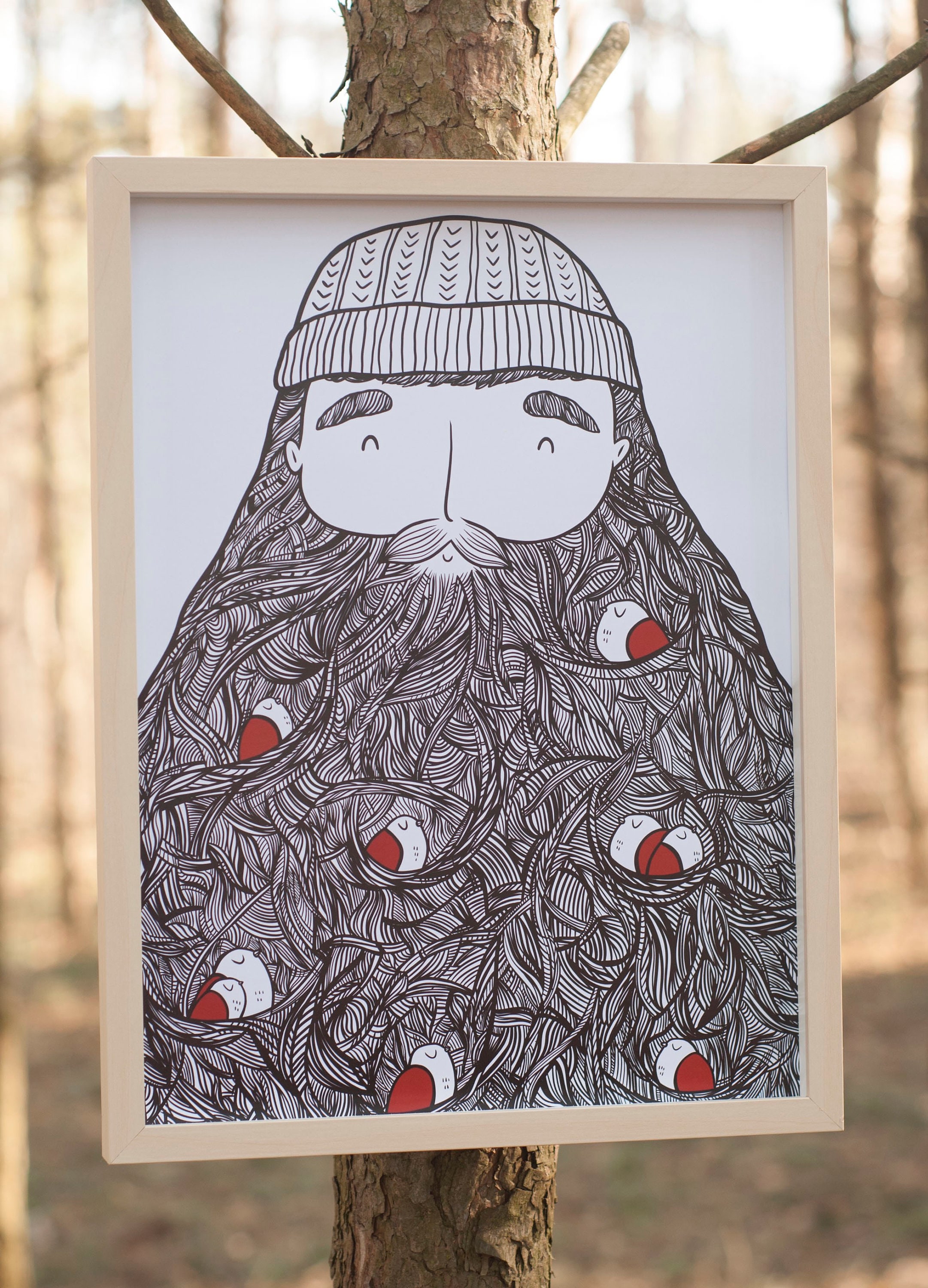 Beard & Birds Print Lumberjack Wall Art Home Decor Bearded | Etsy