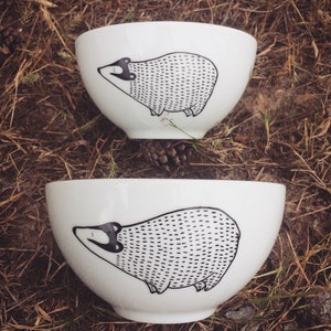 Badger Bowl - Hand Painted Woodland Dish Quirky Wild Animal Funny Cute ...
