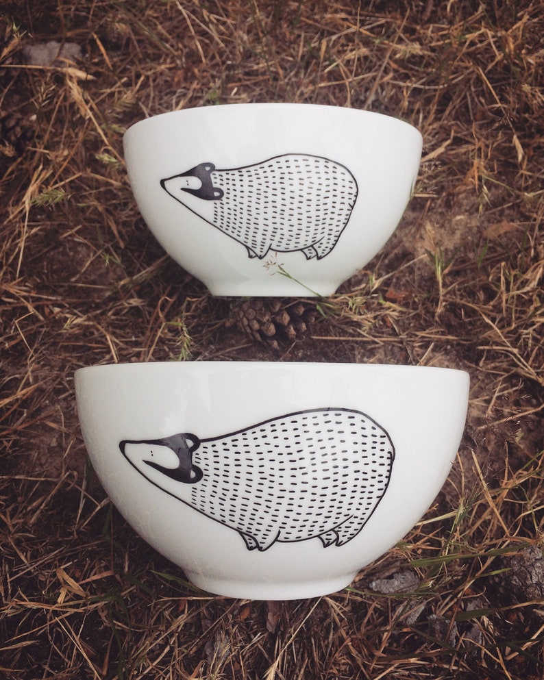 Badger Bowl Hand Painted Woodland Dish Quirky Wild Animal - Etsy UK