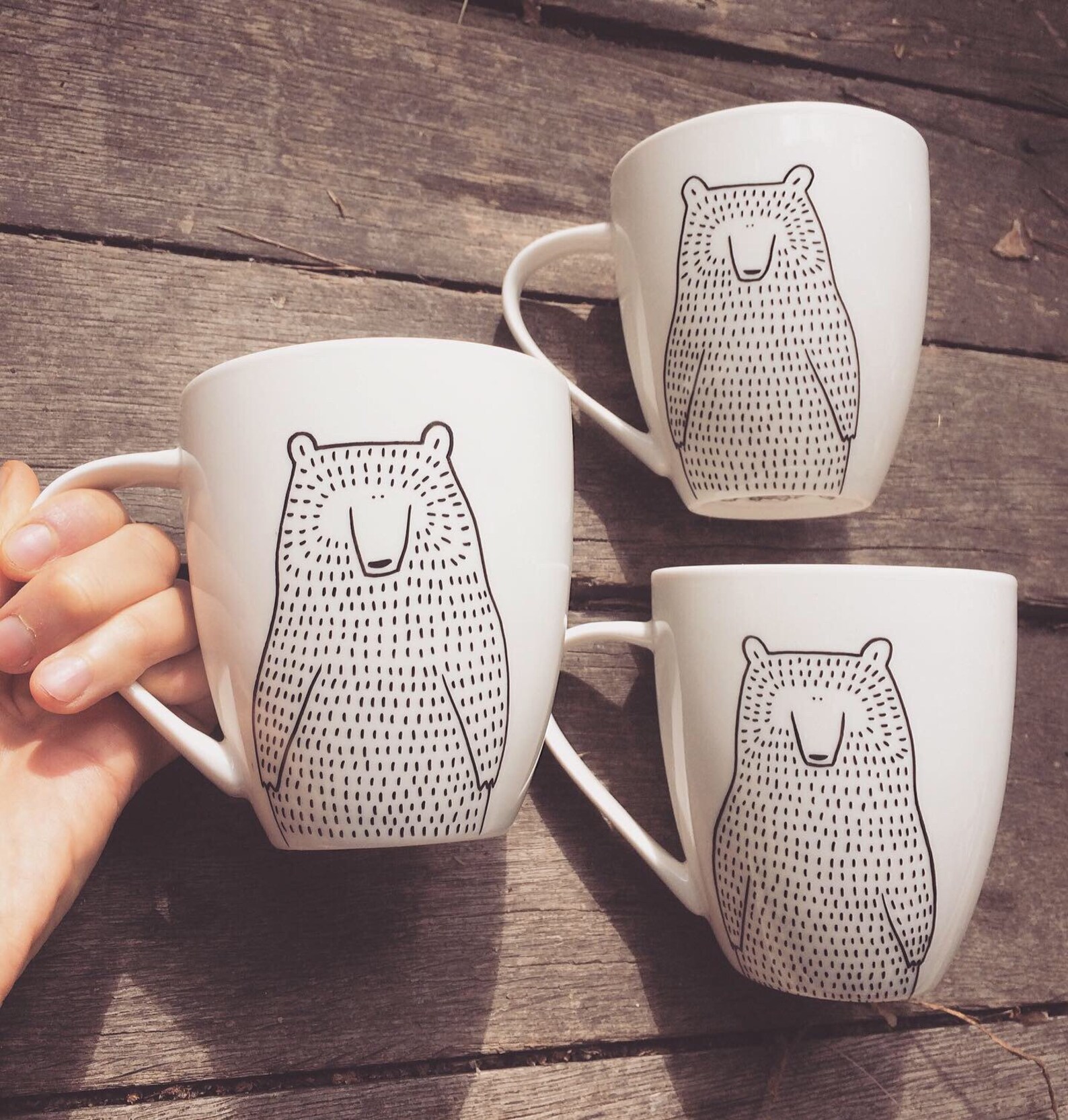 Bear Mug Hand Painted Cup Quirky Woodland Wild Animal Funny - Etsy