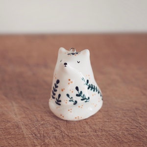 Arctic Fox Charm Polymer Clay Figurine Animal Pendant Necklace Totem ...