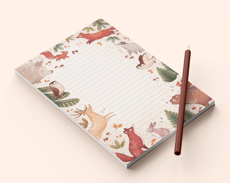 Woodland Animals Notepad - Glued Notepad A5, Forest Animal Sheets With ...