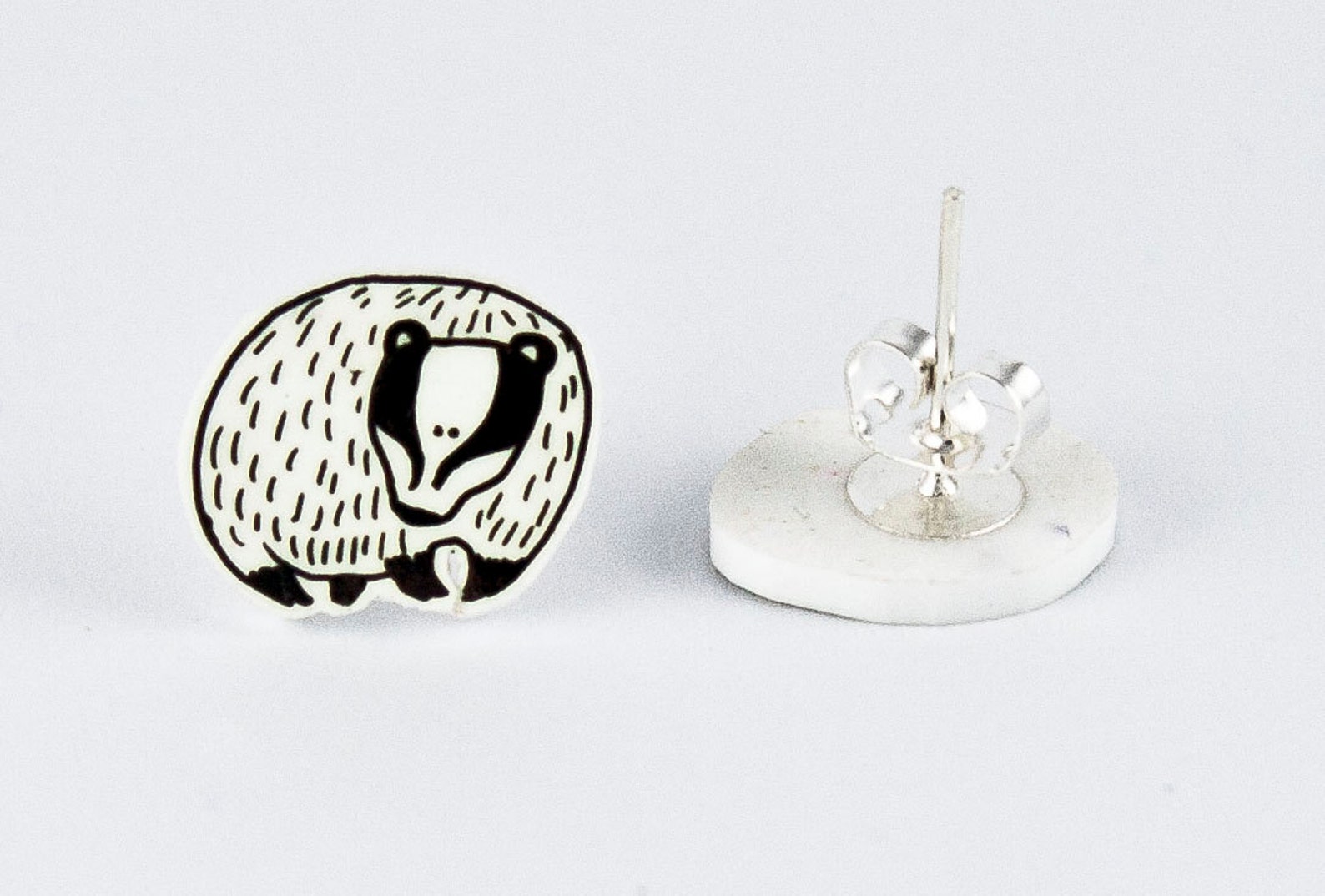 Badger Earring Studs - A Pair of Handmade Studs, Woodland Themed Gift ...