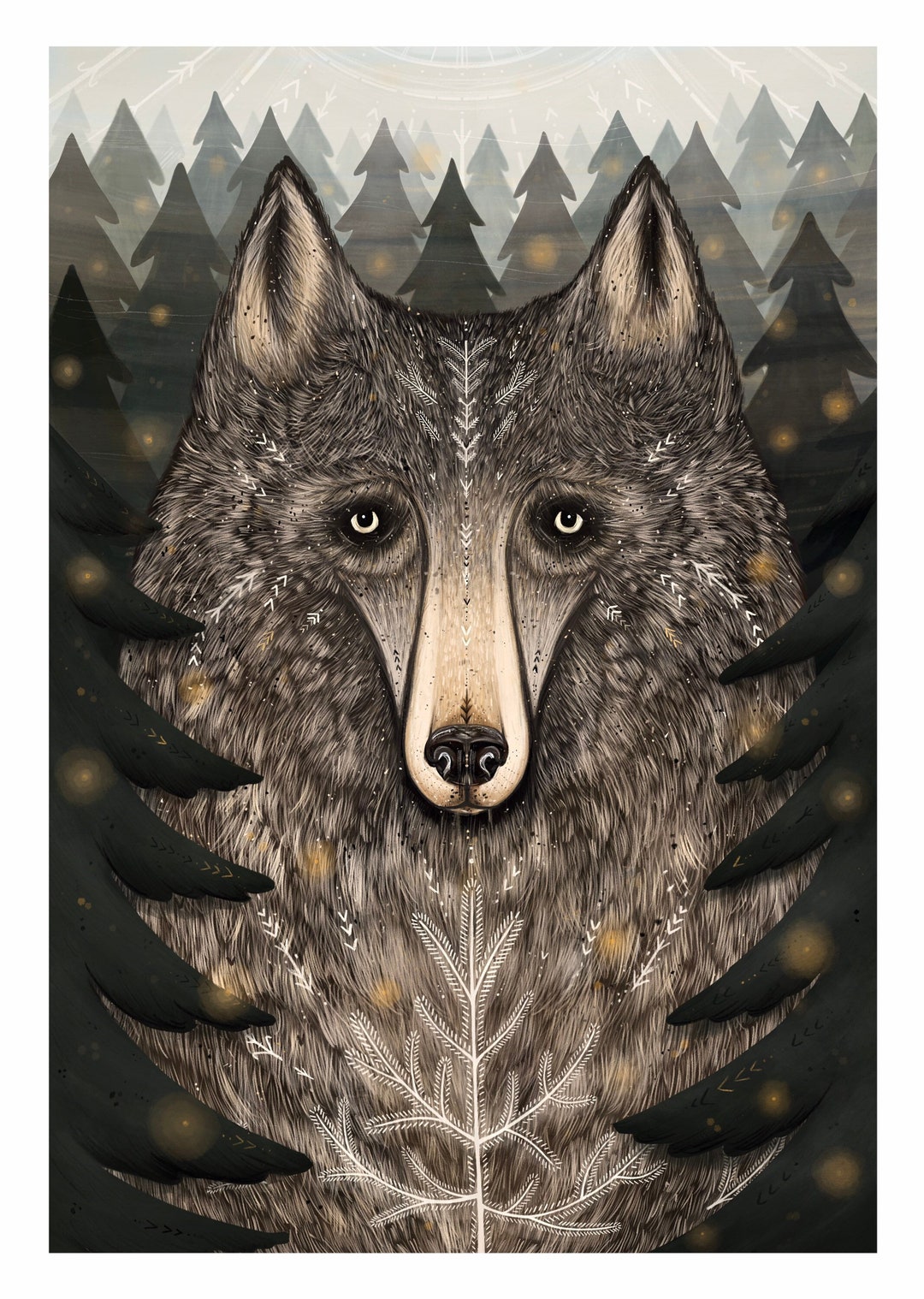 Wolf Print - Wall Art, Woodland Poster, Wolf Illustration, Home Decor ...