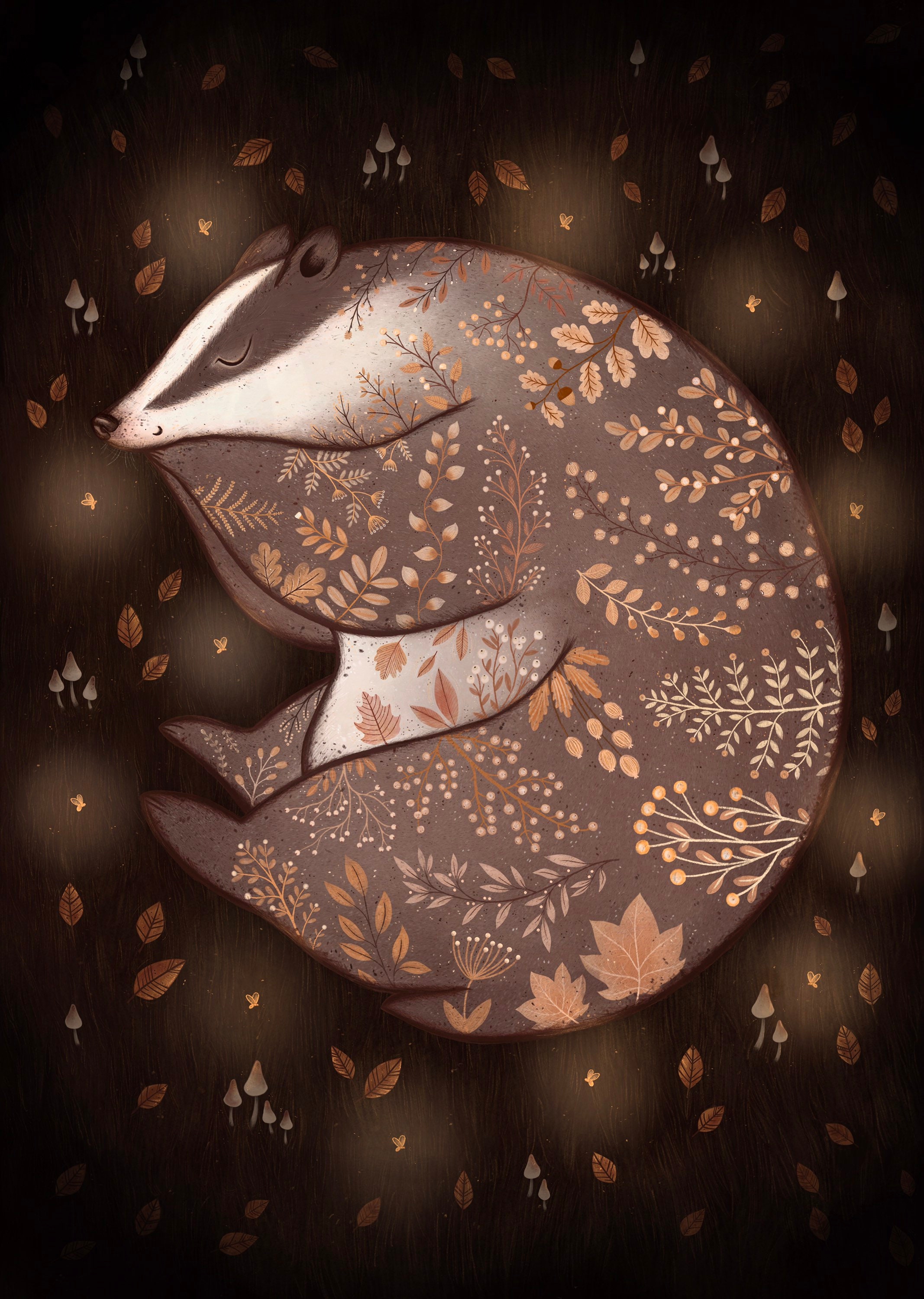 Sleeping Badger Card Woodland Animal Greeting Card Gift | Etsy