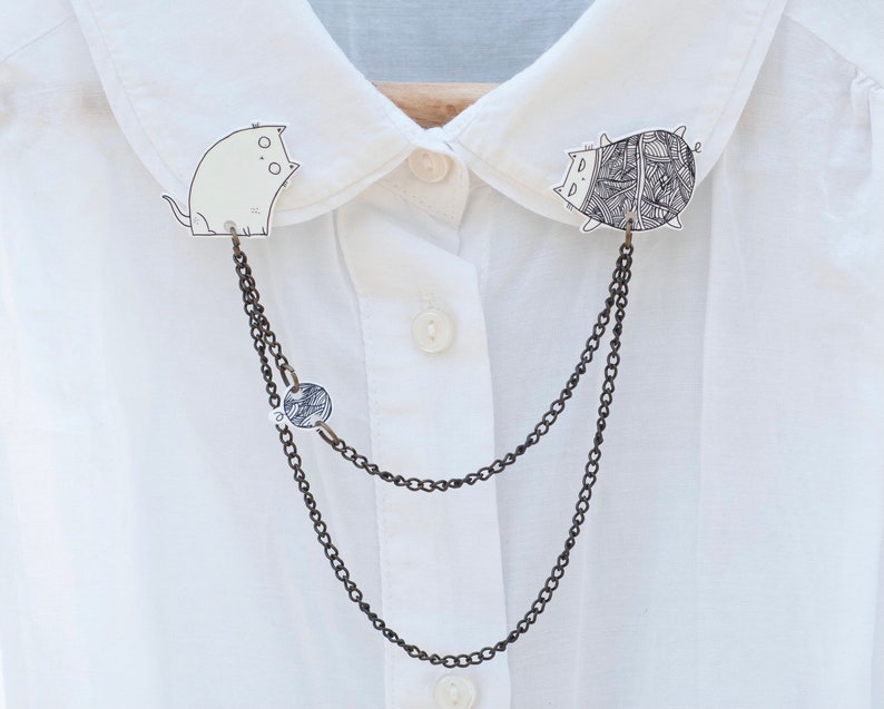 Clumsy Cat Collar Clip Chain - a Handmade Collar Pins Cats Kitty Animal ...